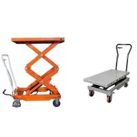 China Small Hand Mobile Hydraulic Double Scissor Lift Table 0.8 Ton for sale