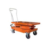 China Small Hand Mobile Hydraulic Double Scissor Lift Table 0.8 Ton for sale