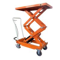 China Small Hand Mobile Hydraulic Double Scissor Lift Table 0.8 Ton for sale