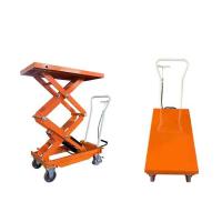 China Hydraulic Mobile 300kg Hand Operated Scissor Lift 1010mmx520mm Max Height 1585mm for sale