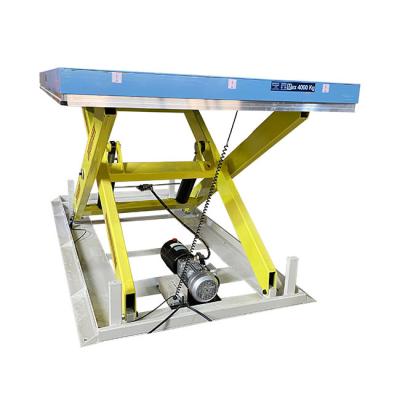 China 4 Ton Heavy Duty Electric Scissor Table Lift Hydraulic Max Height 1400mm for sale