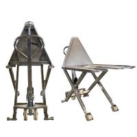 China Single Lifter Double Piston Manual Mobile Scissor Lift Table Steel Fork Length 45.28in Lifting Height 31.50in for sale