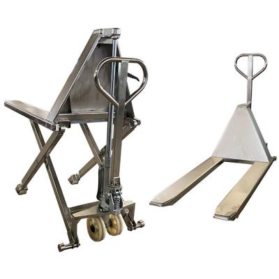 China 1000kg Stainless Scissor Pallet Truck Manual Lifting Height 800mm for sale