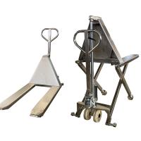 China Stainless Scissor Pallet Truck Manual 2200lbs Lifting Height 800mm for sale