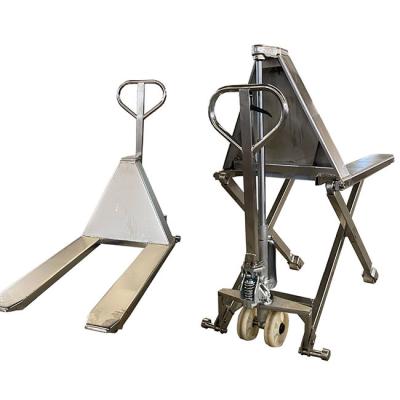 China Single Lifter Double Piston Manual Mobile Scissor Lift Table Steel Fork Length 45.28in Lifting Height 31.50in for sale