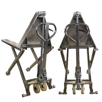China Stainless Scissor Pallet Truck Manual 2200lbs Lifting Height 800mm for sale