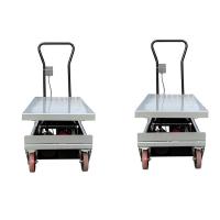 China 800kg Mobile Manual Scissor Lift Tables Double Scissor Max Height 55.51in for sale