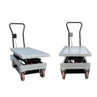 China 800kg Mobile Manual Scissor Lift Tables Double Scissor Max Height 55.51in for sale