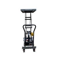 China 800kg Mobile Manual Scissor Lift Tables Double Scissor Max Height 55.51in for sale
