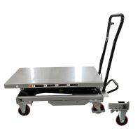 China Professional Mobile 1000Kg Payload Capacity Single Scissor Manual Scissor Lifter Tables Max Height 37.40in for sale