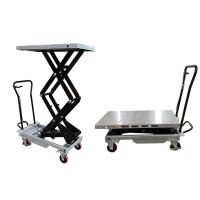 China Hot Sales Mobile 800Kg Payload Capacity Platform 1010mm * 520mm Manual Scissor Lifter Tables Max Height 1410mm for sale