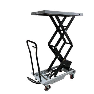 China Hot Sales Mobile 800Kg Payload Capacity Platform 1010mm * 520mm Manual Scissor Lifter Tables Max Height 1410mm for sale