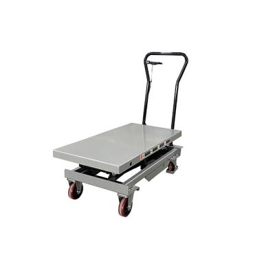 China Professional Mobile 1000Kg Payload Capacity Single Scissor Manual Scissor Lifter Tables Max Height 37.40in for sale