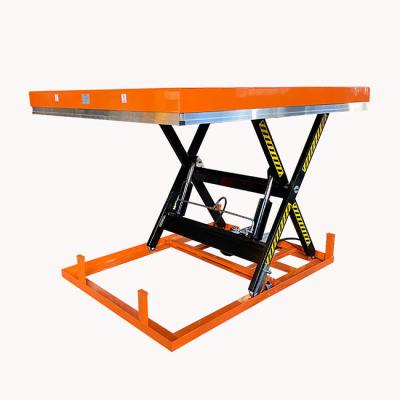 China Rated lifting capacity 1000kg Electric Single scissor Hydraulic Scissor Lift Tables Max height 990mm for sale