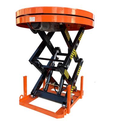 China 1t Custom Scissor Lift Table 1200mm Rotary Round Plate for sale