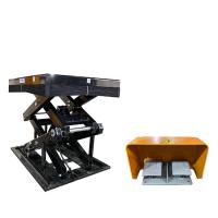 China Transverse Electric Double Scissor Lift Table 2.5 Ton With PVC Wrinkled Skirt Max Height 1100mm for sale