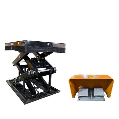 China Transverse Electric Double Scissor Lift Table 2.5 Ton With PVC Wrinkled Skirt Max Height 1100mm for sale