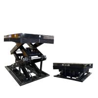 China Transverse Double Scissor Custom Lift Tables 2500kg Electric Scissor Lift Tables With PVC Wrinkled Skirt 1100mm for sale