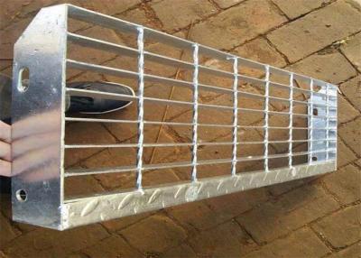 China Steel Grating Stair Treads with Checkered Nosing - 25x3mm to 75x10mm Bearing Bars - Slip Resistant Industrial Platforms for sale