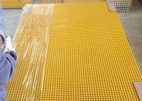 China Yellow Fiberglass Grating Panels 38x38mm Mesh 25-65mm Thickness for Chemical Plant Walkways for sale