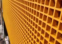 China ABS Yellow Molded Fiberglass Grating 38mm×38mm Mesh with 1220×3660mm Panel Size and 19.5kg/m² Weight for sale