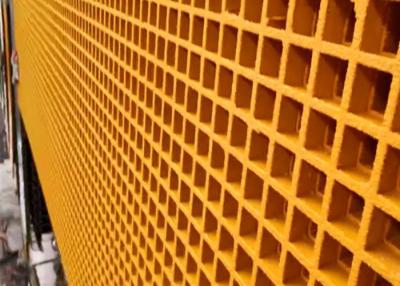 China ABS Yellow Molded Fiberglass Grating 38mm×38mm Mesh with 1220×3660mm Panel Size and 19.5kg/m² Weight for sale