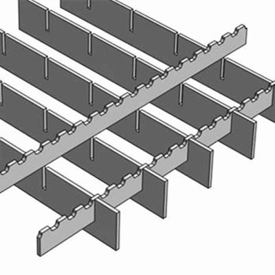 China Semi Insert Anti Slip Platform Serrated Press Lock Steel Grating Q235 25x3mm for sale