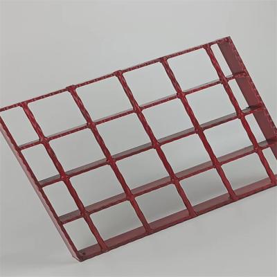 China Serrated Steel Bar Grating Walkway Platform 25x5 Bearing Bar Red Paint for sale