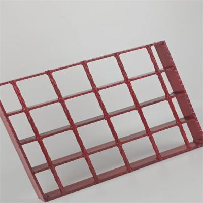 China Serrated Steel Grating Anti Slip Walkway Red Spray Paint 25x5mm Bearing Bar Industrial Flooring for sale