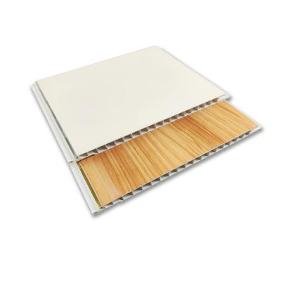 China Wall Ceiling Panel 200mm X 10mm Wood Color With Silver Gold Strip for sale