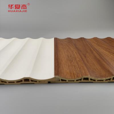China Laminated Wpc Wall Panel Fluted Pvc Panel White Wood Grain Wpc Panel Home / Office Decoration for sale