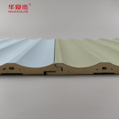 China Laminated Wpc Wall Panel Fluted Pvc Panel Green Blue Building Decoration for sale