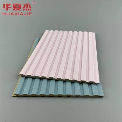 China Hot Sale Wpc Intdoor Wall Panel Laminated Colorful Fluted Wpc Panels For Office Hotel Decoration for sale