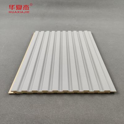 China Waterproof WPC Fluted Wall Panel In Grey Color Flat Surface Customizable Length For Indoor Decoration for sale