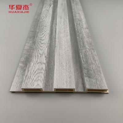 China Grey WPC Wall Panel with Laminated Surface Offering Excellent Moisture Resistance for Indoor Decoration for sale