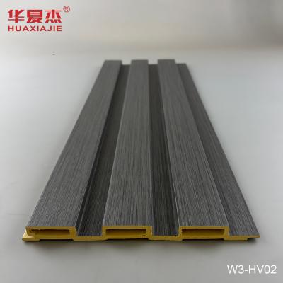 China Wholesale Dark Grey Moisture-proof Durable WPC Fluted Wall Panel with Flat Surface for Wall Decoration for sale