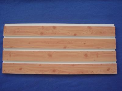 China Moisture Proof 4ft 8ft PVC Slatwall Panels Fixture Customized With Wood Grain Surface for sale