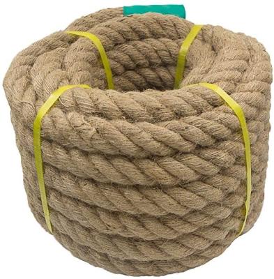 China 100 Yard Length YLY Natural Brown 32mm Jute Rope 3 Ply Twist Packaging Rope Customized for sale