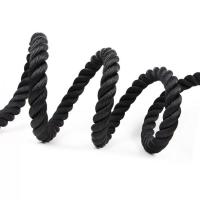 China Costomized 25mm-50mm Black Heavy Polyester Workout Fitness Exercise Gym Power Battle Rope for sale