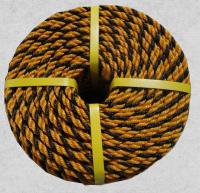 China 0-1000m Length PE Tiger Rope with High Strength in Yellow and Black 3 Strand Twisted for sale