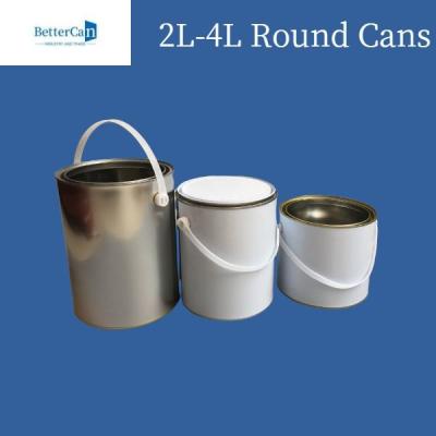 China 3L 5L Round Metal Tin Cans for Chemical Coating Storage - 0.23-0.28mm Tin-Plated Steel with Airtight Seal for sale