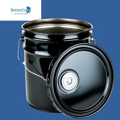 China 20L Metal Paint Pail with Lid 0.32-0.43mm Thickness 360mm Height Conical Design for Chemical Storage for sale