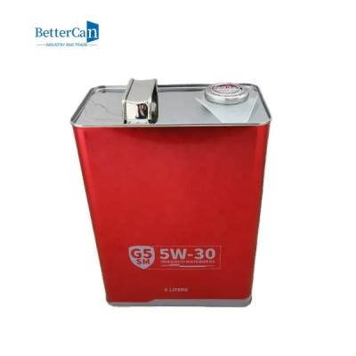 China 1 Gallon Rectangular Engine Oil Tin Can with Pressure Cap - 4 Liter Metal Container for Motor Oil Storage for sale