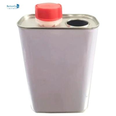 China 1L Flat Seal Square Metal Tin Container 115x60x174mm with Screw Lid for Engine Oil and Lubricants for sale