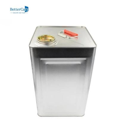 China Empty Silver Paint Cans 18L 20L Square Metal Buckets with 0.28mm-0.35mm Gauge for Industrial Packaging for sale