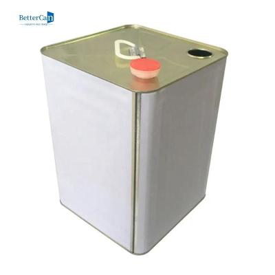 China 20L Airtight Metal Square Paint Tin Container with Plastic Lid for Automotive and Industrial Coatings for sale