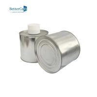 China 100g Airtight Seal Industrial Paint Tin Can with Plastic Lid and Integrated Brush for Glue Cement Packaging for sale