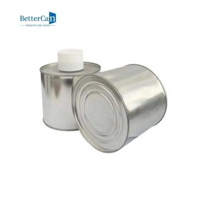China 100g Airtight Seal Industrial Paint Tin Can with Plastic Lid and Integrated Brush for Glue Cement Packaging for sale