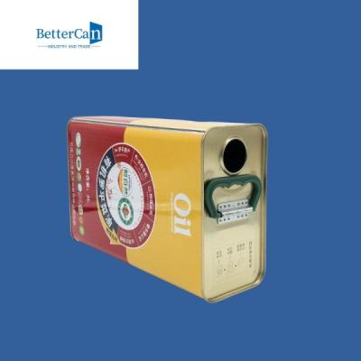 China Custom Square Metal Olive Oil Tin Can 1 Gallon 4L Capacity Rectangular Palm Oil Packaging with Custom Branding for sale
