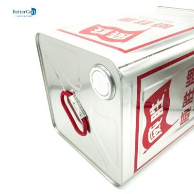 China 10L Food Grade Olive Oil Tin Can with Plastic Ring Pull - 0.28-0.38mm Thickness for Palm Oil Packaging for sale